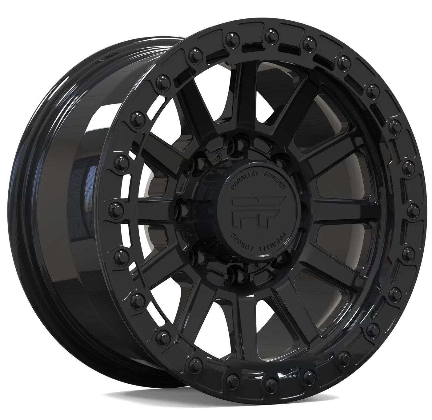 P51 Simulated Beadlock Gloss black 8 lug 18" – Parallel Forged
